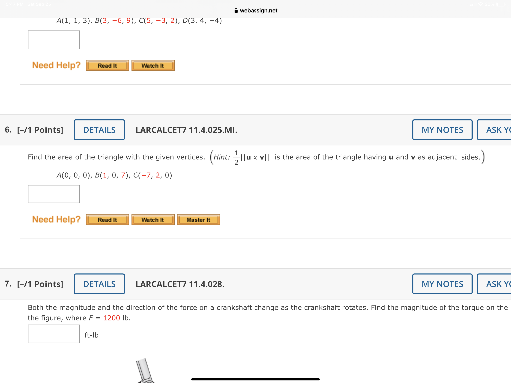Solved A webassign.net A(1, 1, 3), B(3, -6, 9), C(5, -3,2), | Chegg.com