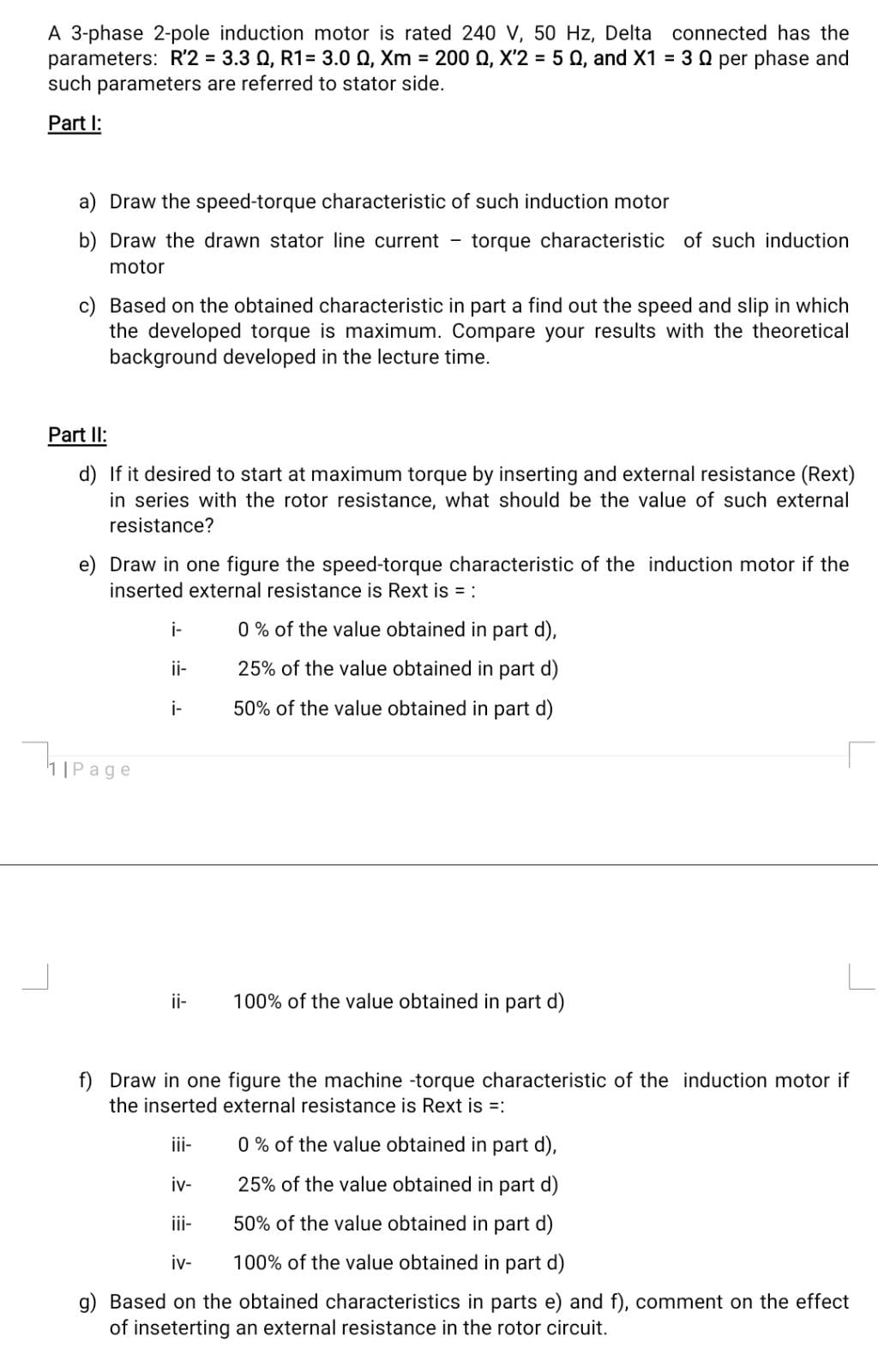 Solved Course : Electrical Machine …. Induction Machine | Chegg.com