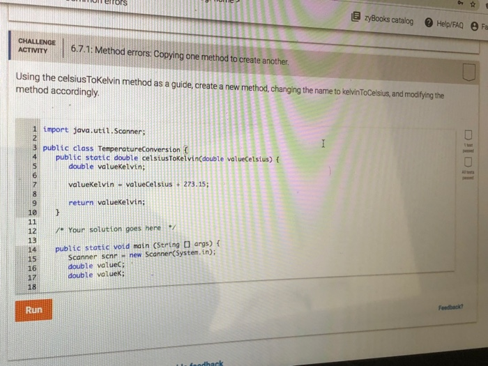 Solved: ZyBooks Catalog Help/FAQ CHALLENGE 6.7.1: Method E... | Chegg.com
