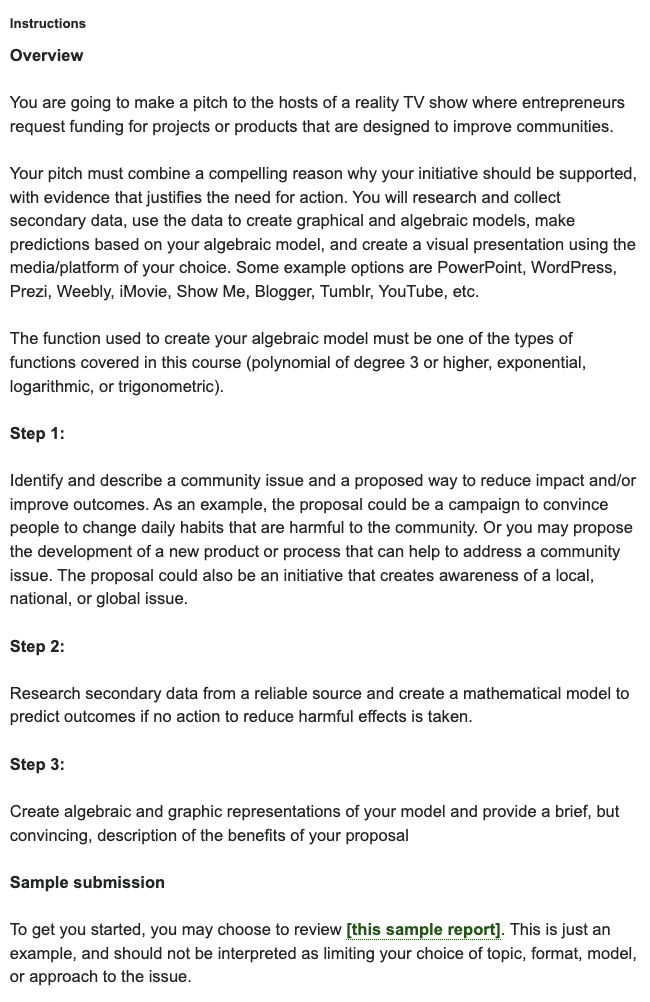Solved predictions based on your algebraic model, and create | Chegg.com