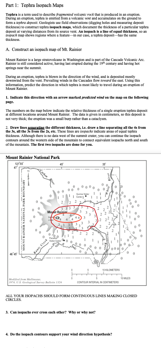 Solved Part 1: Tephra Isopach Maps Tephra is a term used to | Chegg.com