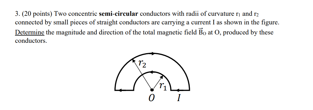 Solved 3. (20 points) Two concentric semi-circular | Chegg.com Solved 3. (20 points) Two concentric semi-circular | Chegg.com
