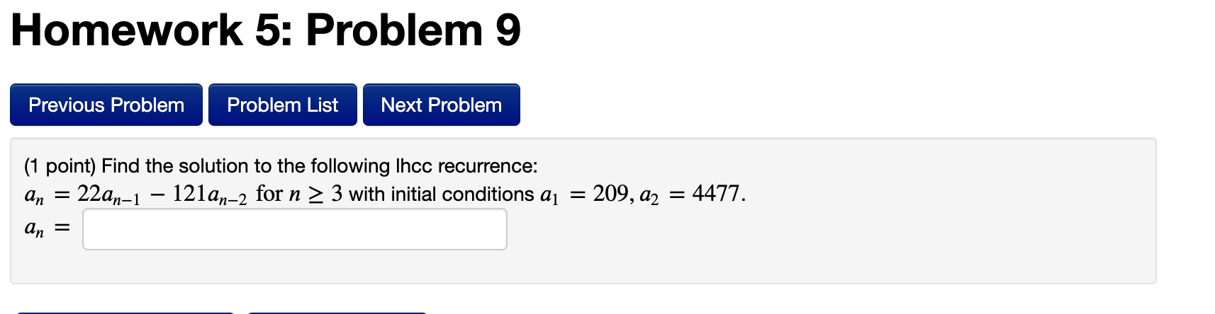 Solved Homework 5: Problem 9 Previous Problem Problem List | Chegg.com