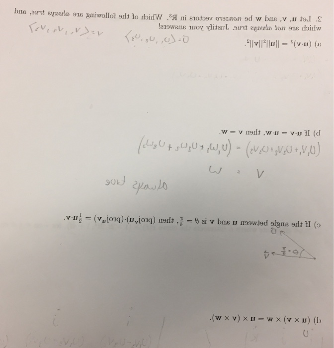 Let u, v, and w be nonzero vectors in R^3. Which of | Chegg.com