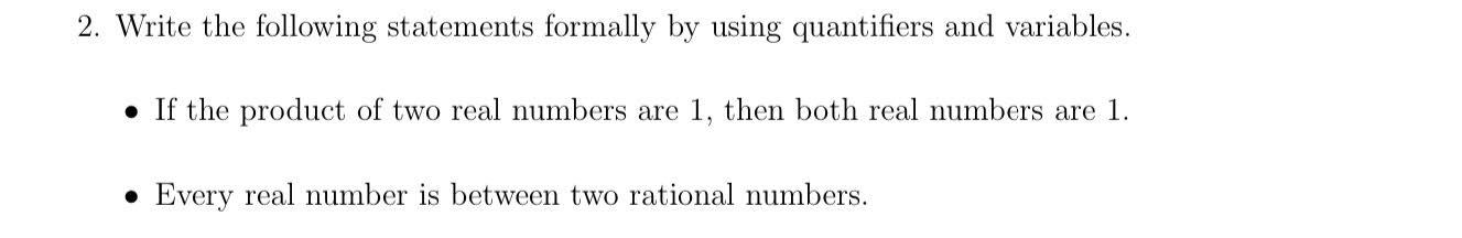 Solved 2. Write the following statements formally by using | Chegg.com