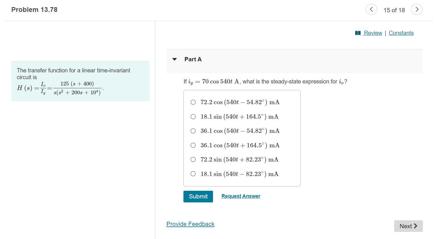 Solved The transfer function for a linear time-invariant | Chegg.com