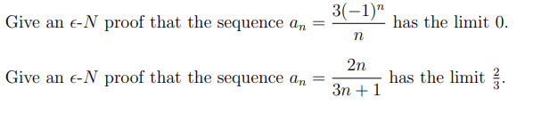 Solved Give an ϵ−N proof that the sequence an=n3(−1)n has | Chegg.com