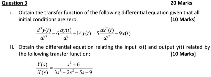 Solved i. Obtain the transfer function of the following | Chegg.com