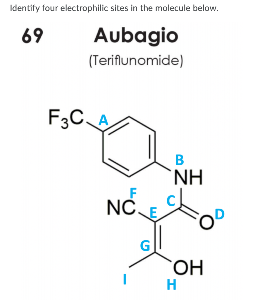 Solved Identify four electrophilic sites in the molecule | Chegg.com