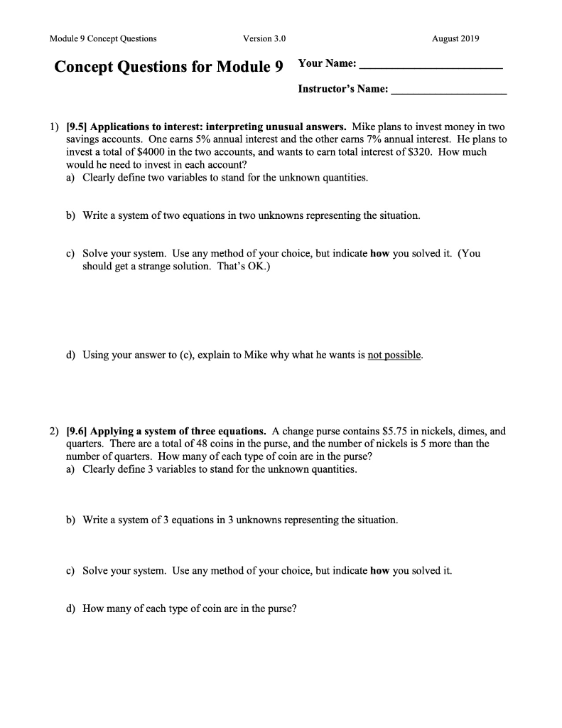 Solved Module 9 Concept Questions Version 3.0 August 2019 | Chegg.com