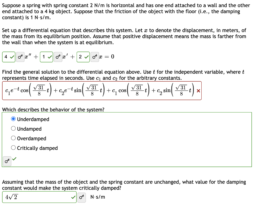Solved Suppose A Spring With Spring Constant 2 N M Is