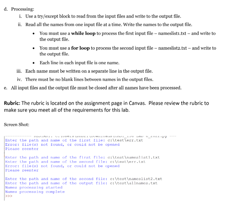 Solved Objective: read names from two different files into | Chegg.com