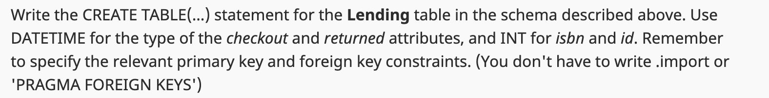 Solved The following questions will all use the schema for a | Chegg.com