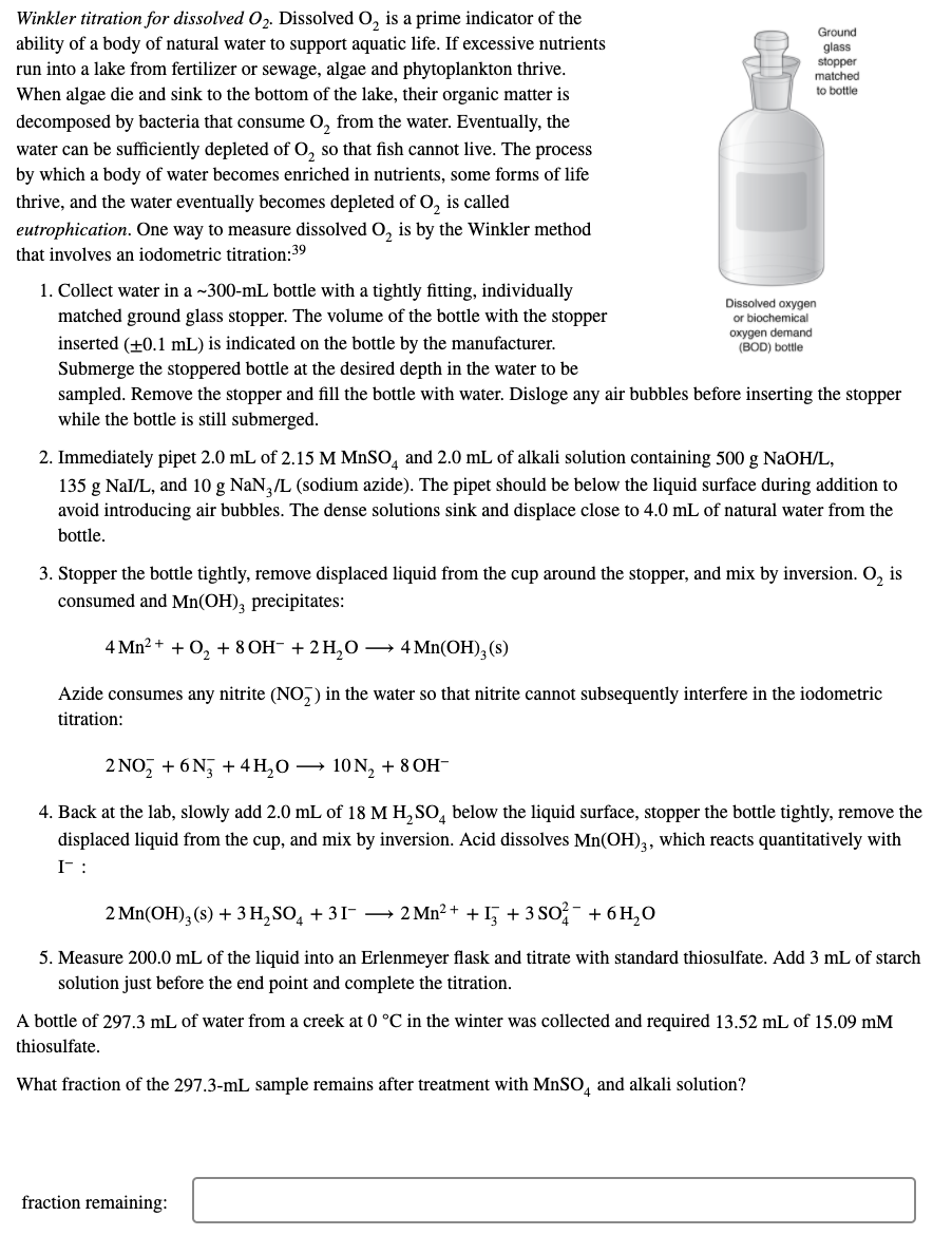 Solved Ground glass stopper matched to bottle 를 Winkler | Chegg.com