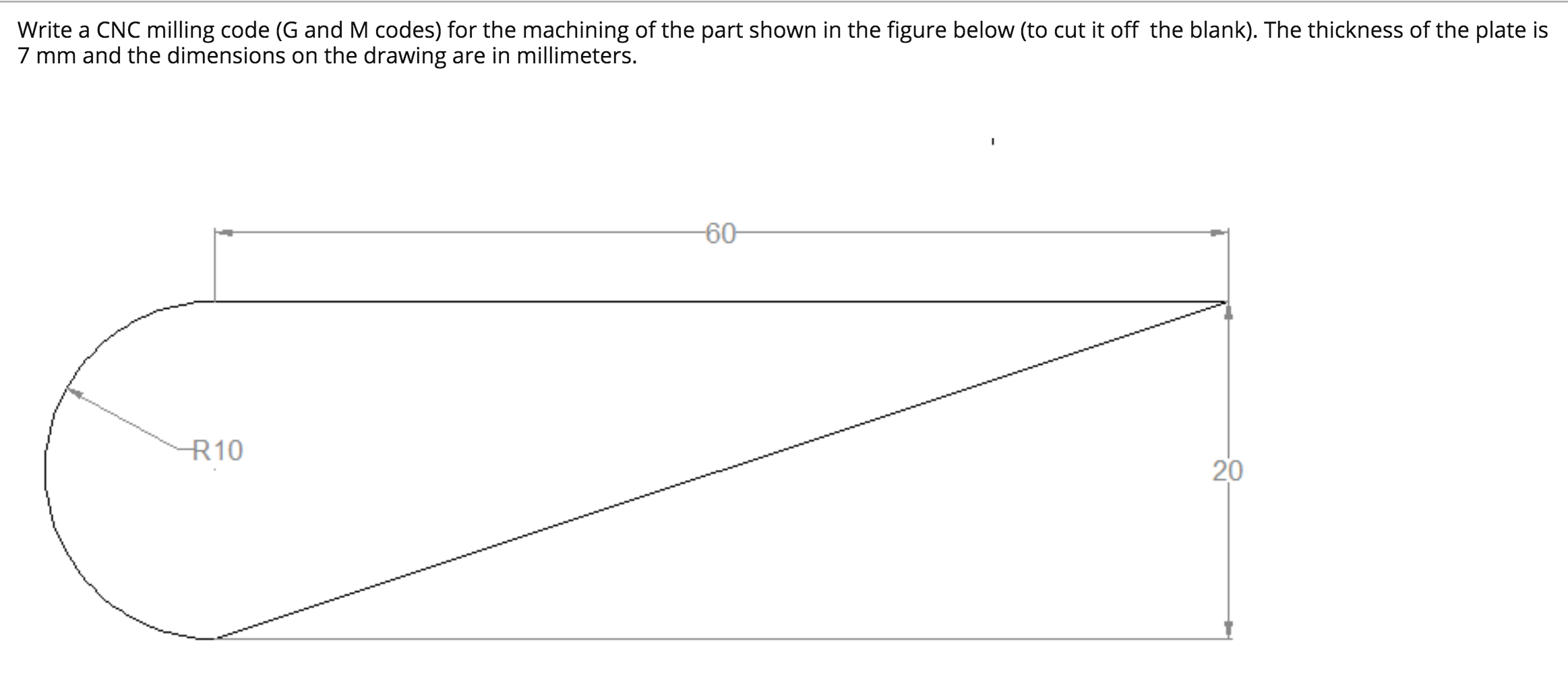 Solved Write a CNC milling code (G and M codes) for the | Chegg.com