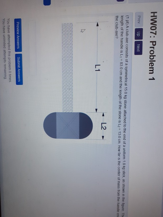Solved HW07: Problem 1 Prev Up Next (1 pt) A club-axe | Chegg.com