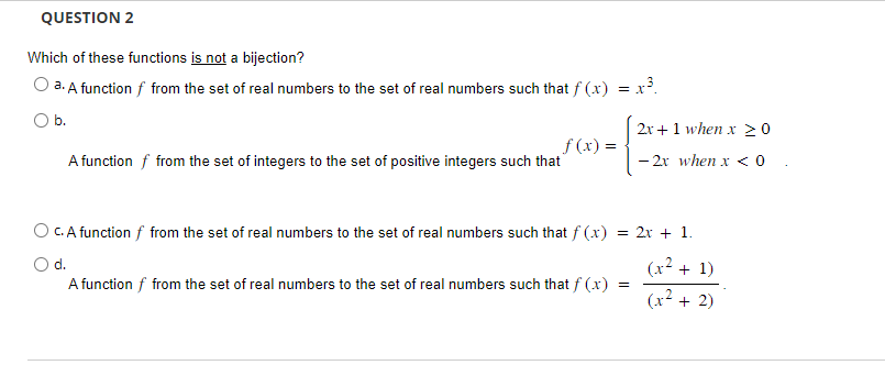 Solved Which Of These Functions Is Not A Bijection A A