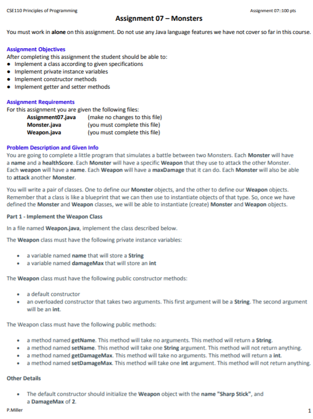 Solved CSE 110 Principles of Programming Assignment 07: 100 | Chegg.com