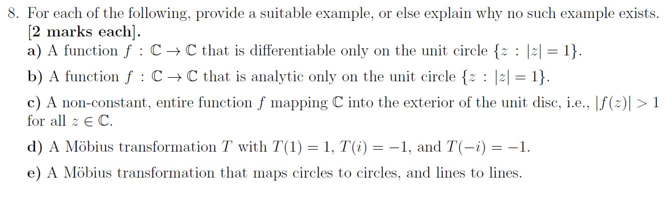 Solved 8. For each of the following, provide a suitable | Chegg.com