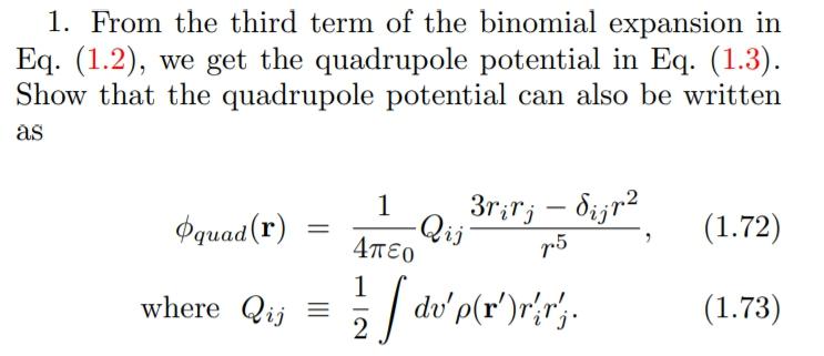 Solved 1. From the third term of the binomial expansion in | Chegg.com