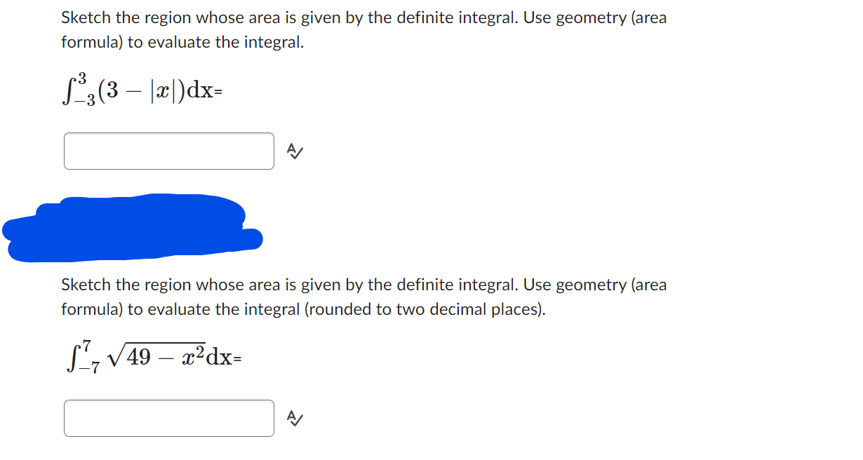 Solved Sketch the region whose area is given by the definite | Chegg.com