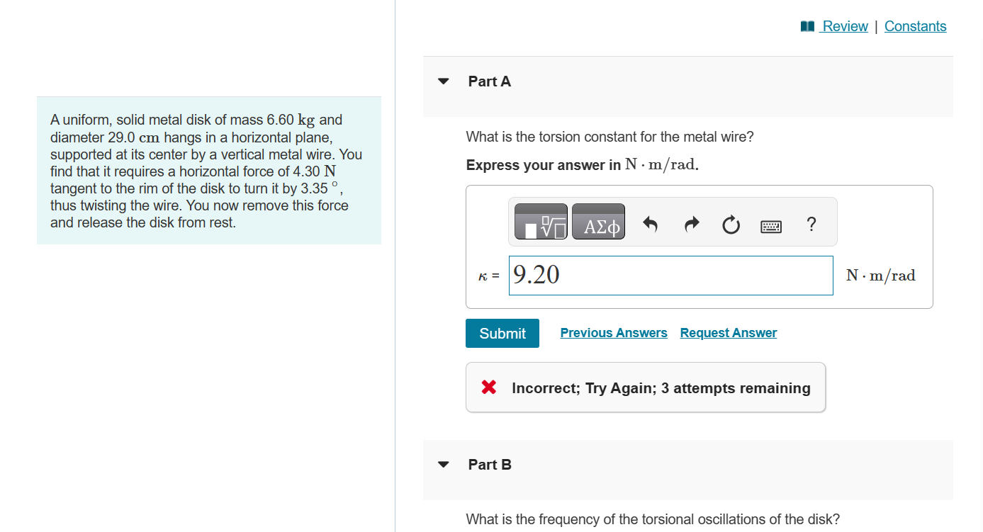 Solved A uniform, solid metal disk of mass 6.60 kg and | Chegg.com