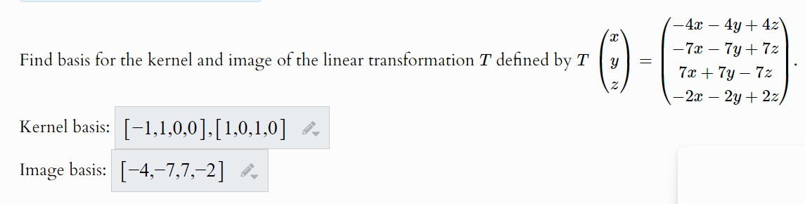Find basis for the kernel and image of ﻿the linear | Chegg.com