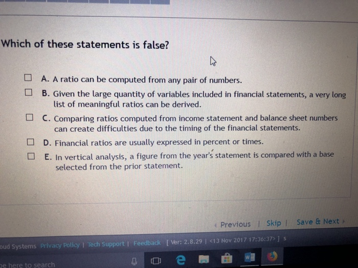 Solved Which of these statements is false? D A. A ratio can | Chegg.com