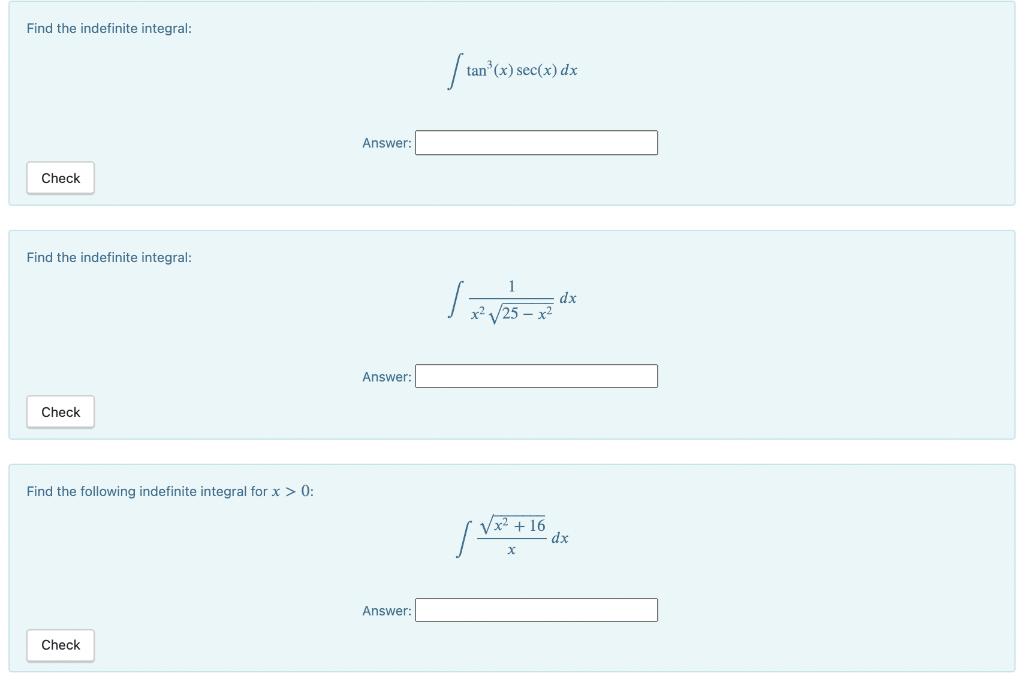 Solved Find the indefinite integral: Sca tan? (x) sec(x) dx | Chegg.com