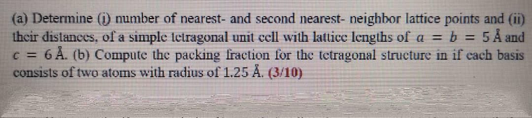 Solved (a) Determine (1) number of nearest- and second | Chegg.com