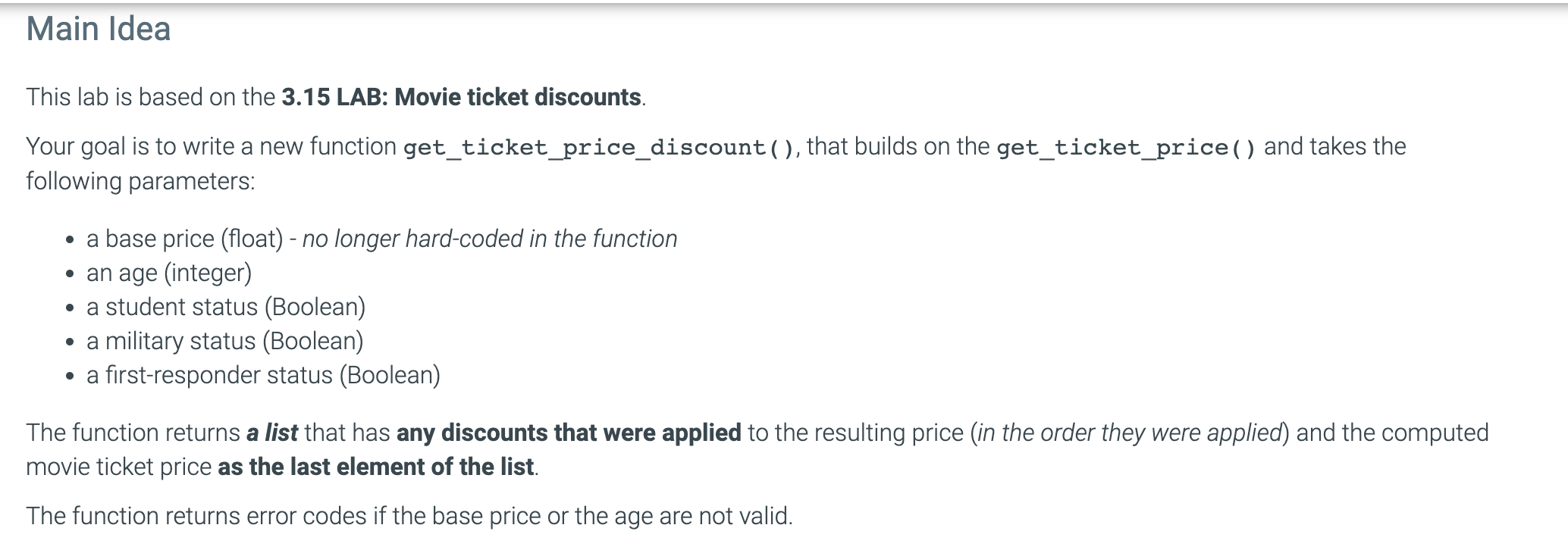Solved This lab is based on the 3.15 LAB: Movie ticket | Chegg.com