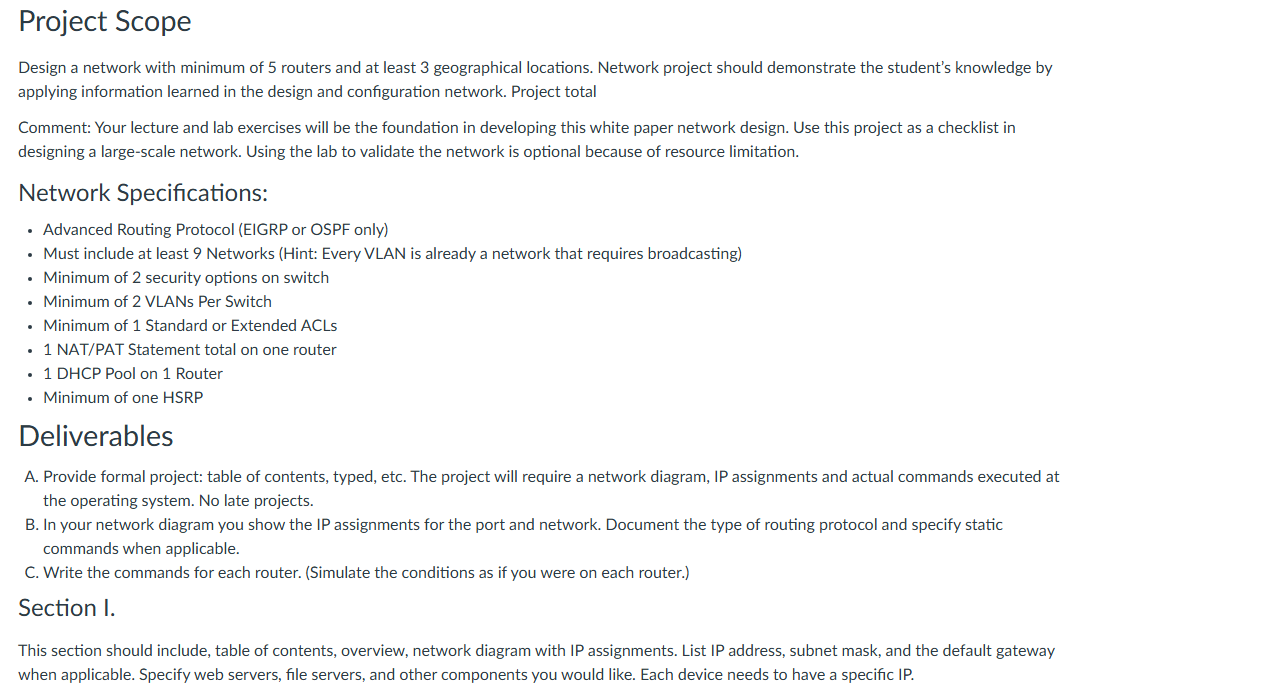 Solved Project ScopeDesign a network with minimum of 5 | Chegg.com