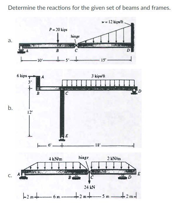 Solved Determine the reactions for the given set of beams | Chegg.com