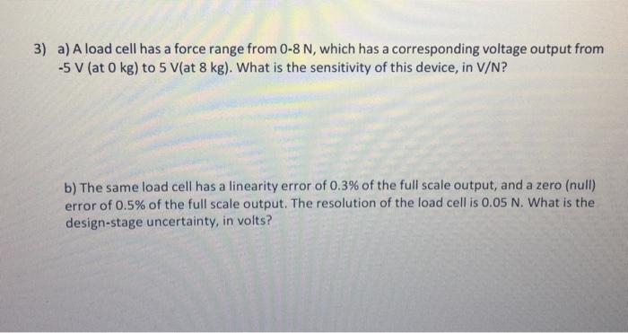 Solved A load cell has a force range from 0-8 N, which has a | Chegg.com