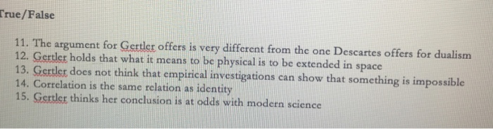 Solved Brie Gertler, "In Defense of Mind-Body Dualism" ? | Chegg.com