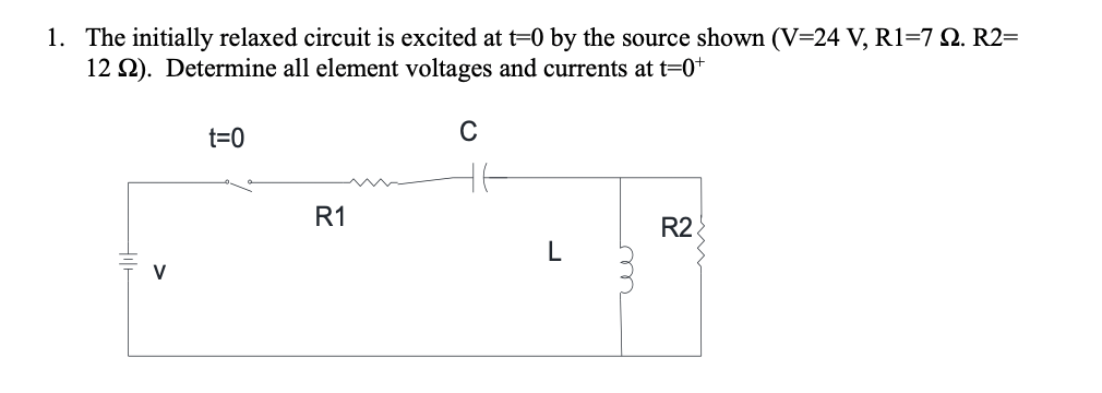 Solved 1. The initially relaxed circuit is excited at t=0 by | Chegg.com