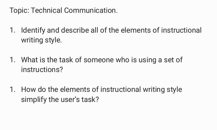 Solved Topic: Technical Communication. 1. Identify and | Chegg.com