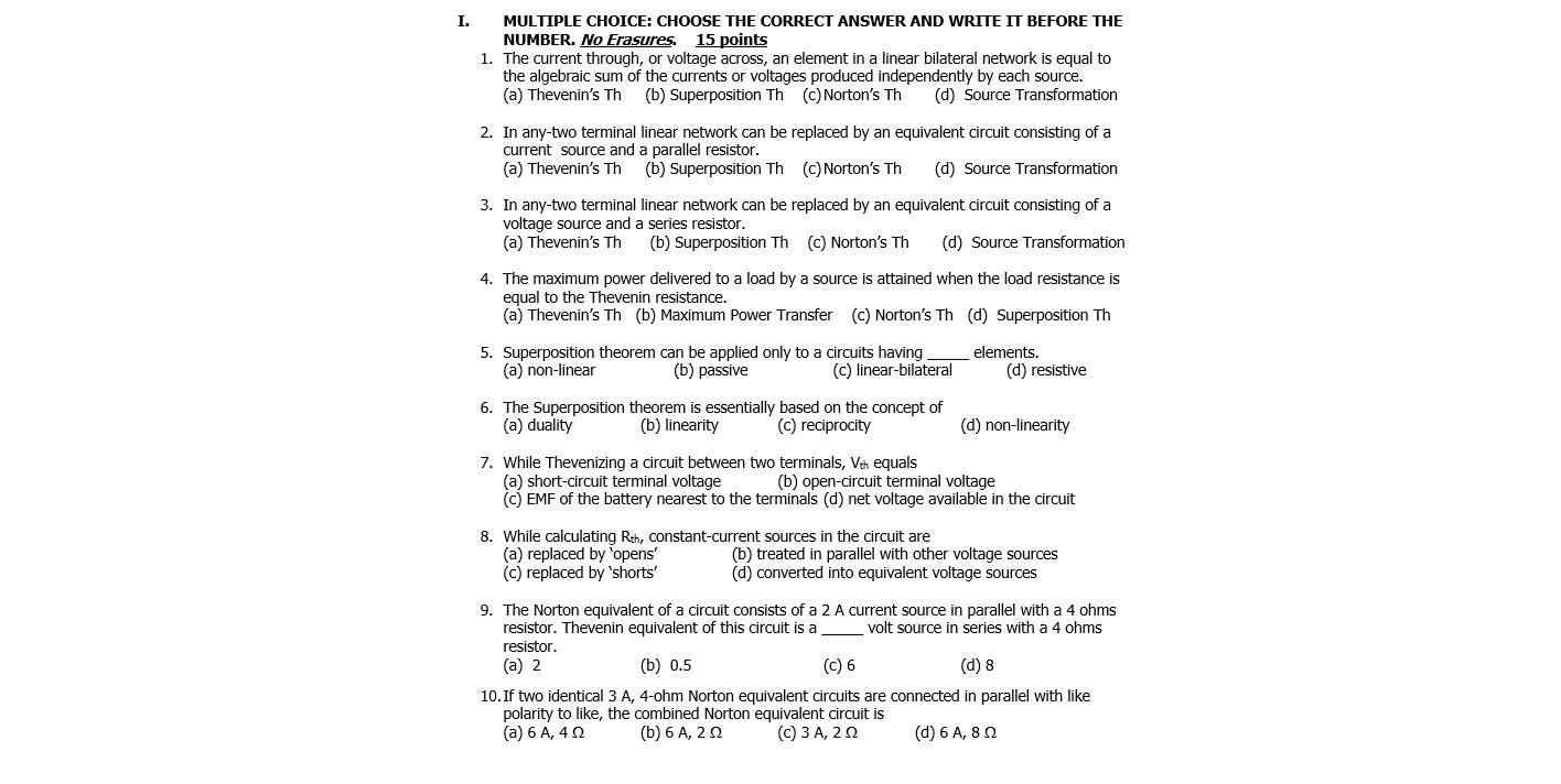 Solved I Multiple Choice Choose The Correct Answer And 