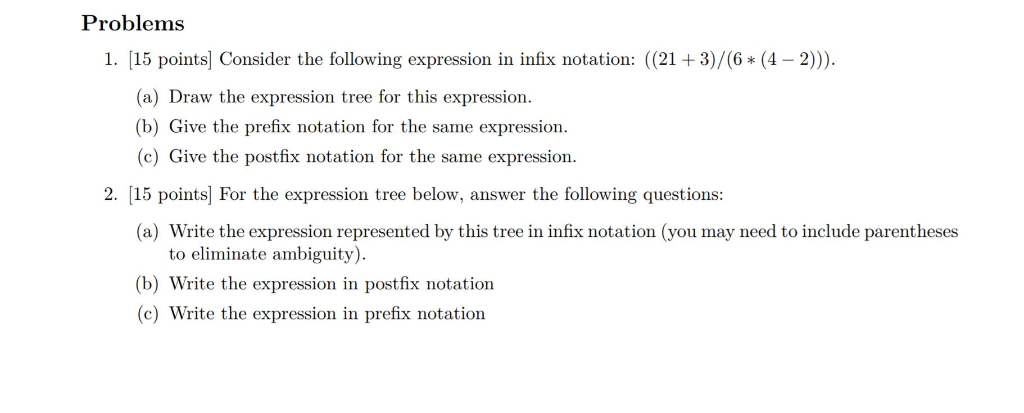 Solved Overview of Prefix Notation and Expression Trees. | Chegg.com