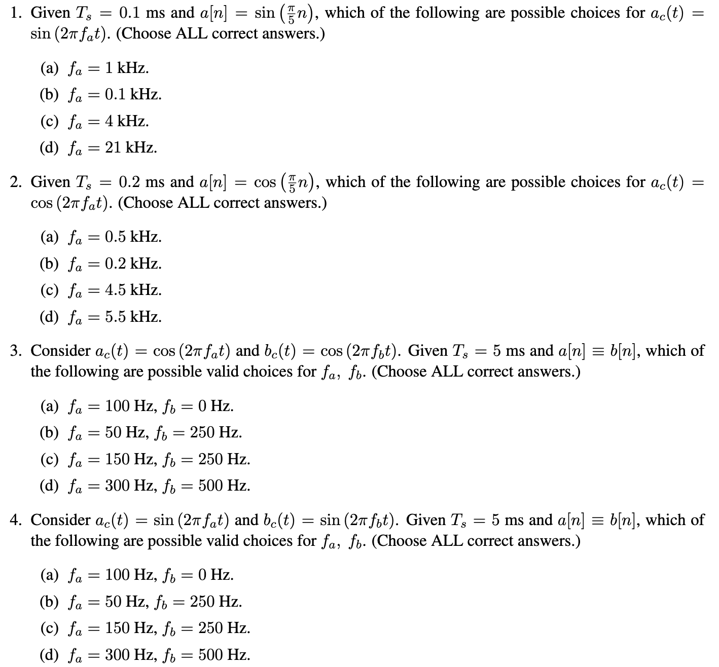 Solved In the following, the discrete-time signals a[n], | Chegg.com