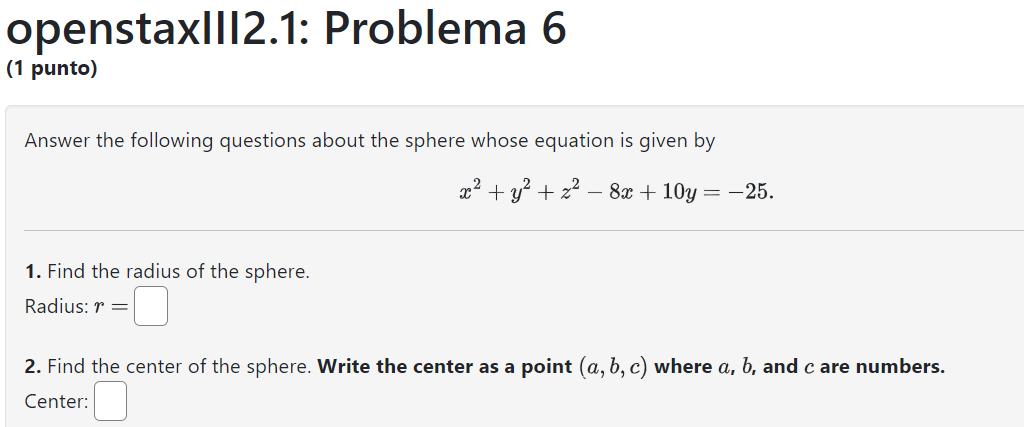 Solved Answer the following questions about the sphere whose | Chegg.com
