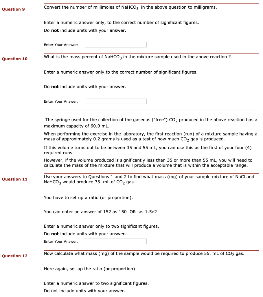 SUSB052 Gasometric Analysis of a Mixture of Sodium | Chegg.com