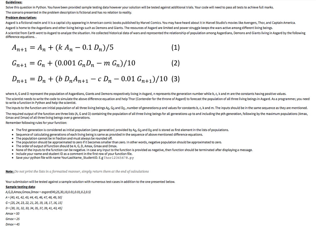 Solved Guidelines Solve This Question In Python You Have
