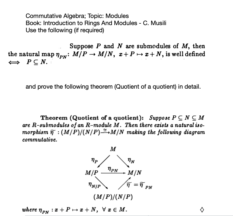 Solved Commutative Algebra; Topic: Modules Book: | Chegg.com