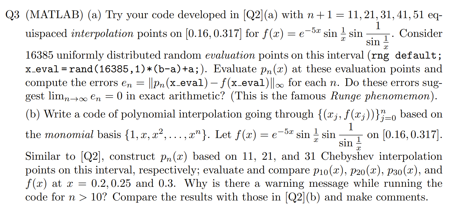 -52 = 2 sin х = Q3 (MATLAB) (a) Try your code | Chegg.com