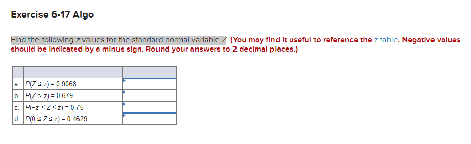 Solved FIND THE FOLLOWING FOR THE STANDARD NORMAL VARIABLE | Chegg.com