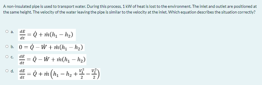 Solved A non-insulated pipe is used to transport water. | Chegg.com