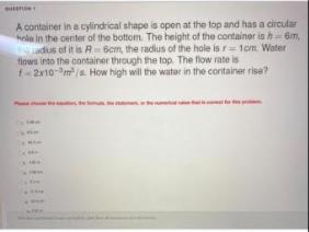 Solved A container in a cylindrical shape is open at the top | Chegg.com