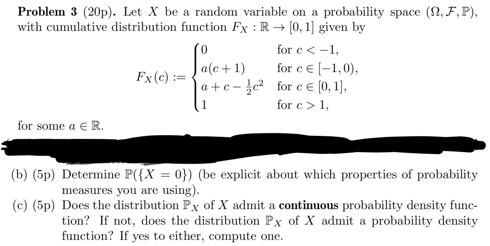 Solved . 2 Problem 3 (20p). Let X be a random variable on a | Chegg.com