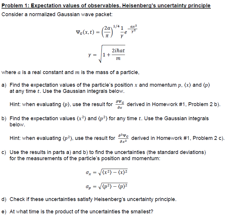 Solved Problem 1 Expectation Values Of Observables